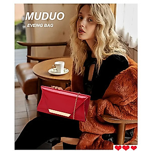 MUDUO Women Patent Leather Fashion Clutch Purses Evening Bag Handbag (RED)