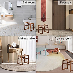 Generic Shower Bench, Shower Stool with Storage Shelf, Bamboo Shower Seat Bathroom Spa Bench, Shower Bath Chairs Spa Stool for Bathroom Inside, Yellow