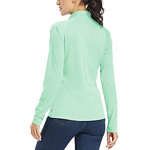 Willit Women's UPF 50+ Sun Protection Shirt SPF Long Sleeve Lightweight Half-Zip Golf Outdoor Shirt Quick Dry Rash Guard Light Green L