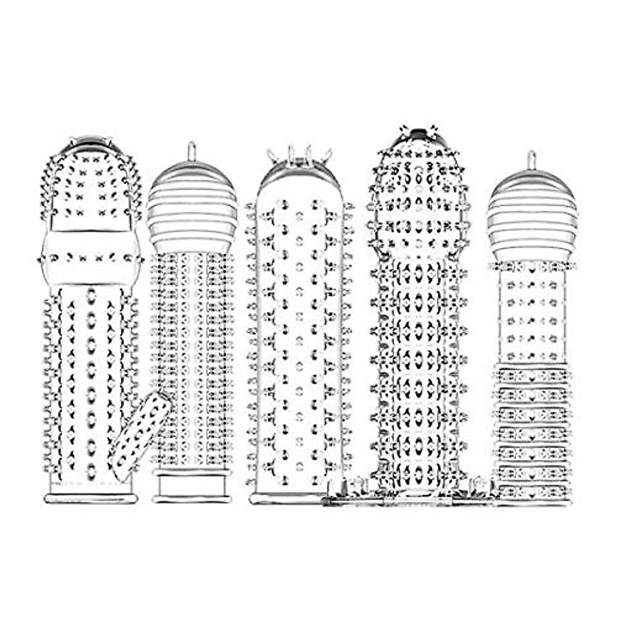 Transparent New Threaded mace Condom Male Condom Adult Lock fine Ring Extended Sleeve Crystal Sleeve 5pcs