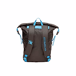 geckobrands Lightweight 30L Waterproof Backpack, Black/Neon Blue - Watertight Backpack for Hiking and Light Water Activities