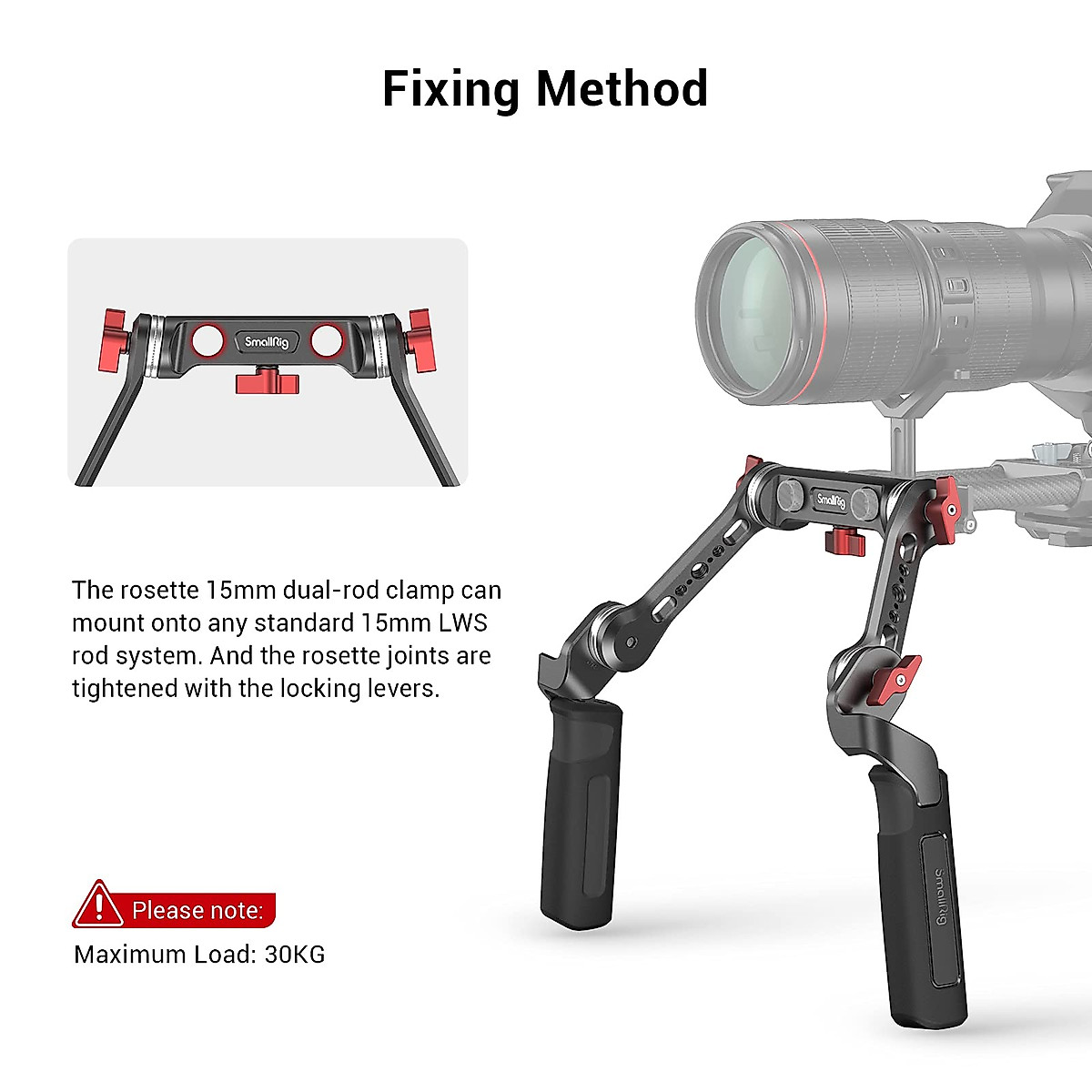SMALLRIG Rosette Handle Kit with Rosette Extension Arm for Camera Shoulder Rig Support - 2002