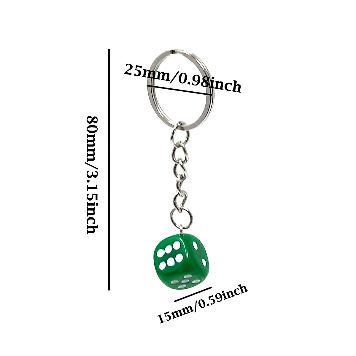 Honbay 12PCS Resin Dice Keychains 3D Cube Square Dice Key Rings Keyfob for Bag Purse Wallet Cellphone or Car Pendant (6 Color)