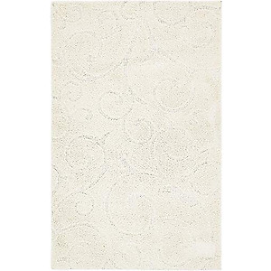 Rugs.com Botanical Shag Collection Rug – 5' x 8' Ivory Shag Rug Perfect for Living Rooms, Large Dining Rooms, Open Floorplans