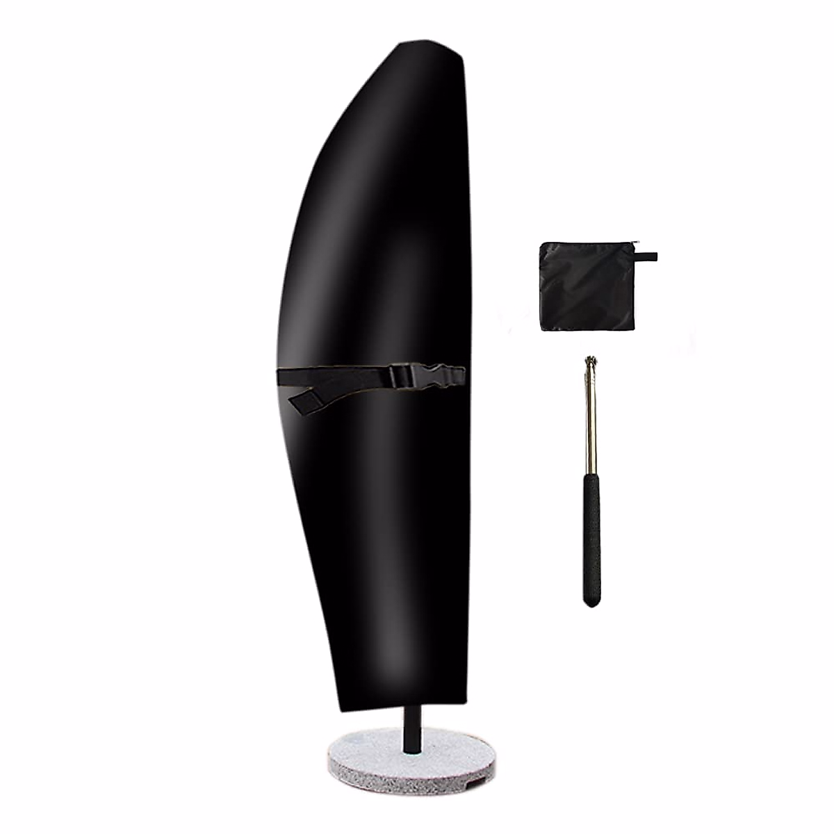 JUNKOGO Patio Cantilever Umbrella Cover, Outdoor Waterproof Parasol Cover Offset Banana Style, Fit 9ft to 12ft Cantilever Offset Umbrella with Push Rod. Rain, Wind, Dust, Snow Protection. (Black)