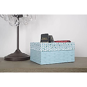 Fabric Storage Bins, Sturdy Cloth Storage Shelf Baskets, Decorative Canvas Bin Toy Storage Basket for Organizing Shelf Nursery Home Closet Office Small Blue