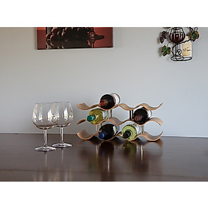 Lily's Home Countertop Wave Wine Rack, Wood, Elegant and Modern, Table Top Wine Storage (Oak, 11 Bottles)
