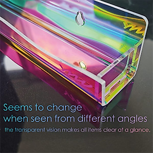 YMVV 15" Nail Polish Rack Wall Mounted Shelf,6 Pack Clear Rainbow Iridescent Acrylic Organizer Nail Supplies for Nail Techs,Great Display for Salons Retailers