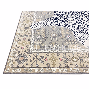 Allen Home Wool Area Rug | Leopard Rug Rust | Traditional Decorative Carpet | Area Rugs Suitable for Bedroom, Living & Dining Room | 100% Wool | 100% Cotton Backing | Octavia Natural (5'X8')