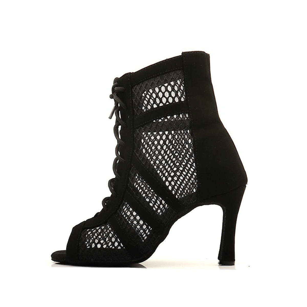 WEISPER Women's Latin Dance Shoes Ballroom Peep Toe Ankle Boots Ballroom Salsa Jazz Bachata Tango Performance(8,S951-Heel 3inch)