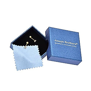 4 MM Cubic Zirconia Sterling Silver Plated Yellow Gold Stud Earrings for Women, Screw Ball Backing