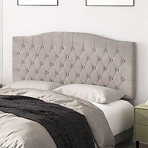 Befurtori Queen Headboard Only, Upholstered Headboard Queen for Adjustable Bed Velvet Tufted Queen/Full Size Wall Mounted Headboard with Solid Wood Legs Head Board, Taupe