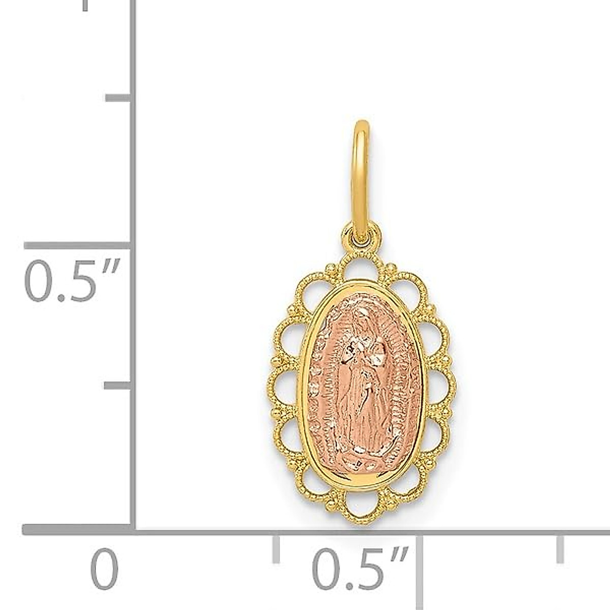 IceCarats 14K Two Tone Gold Our Lady of Guadalupe Virgin Mary Necklace Virgencita Maria Rosa Pendant Catholic Christian Holy Mother Medallion Charm Only