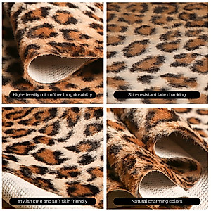 MACEVIA Leopard Rug Cheetah Print Rug Area Carpet Cute Western Decor Animal Skin Rugs for Living Room Bedroom Non-Slip 43.3" L x 29.5" W(3.6ft x 2.4ft)