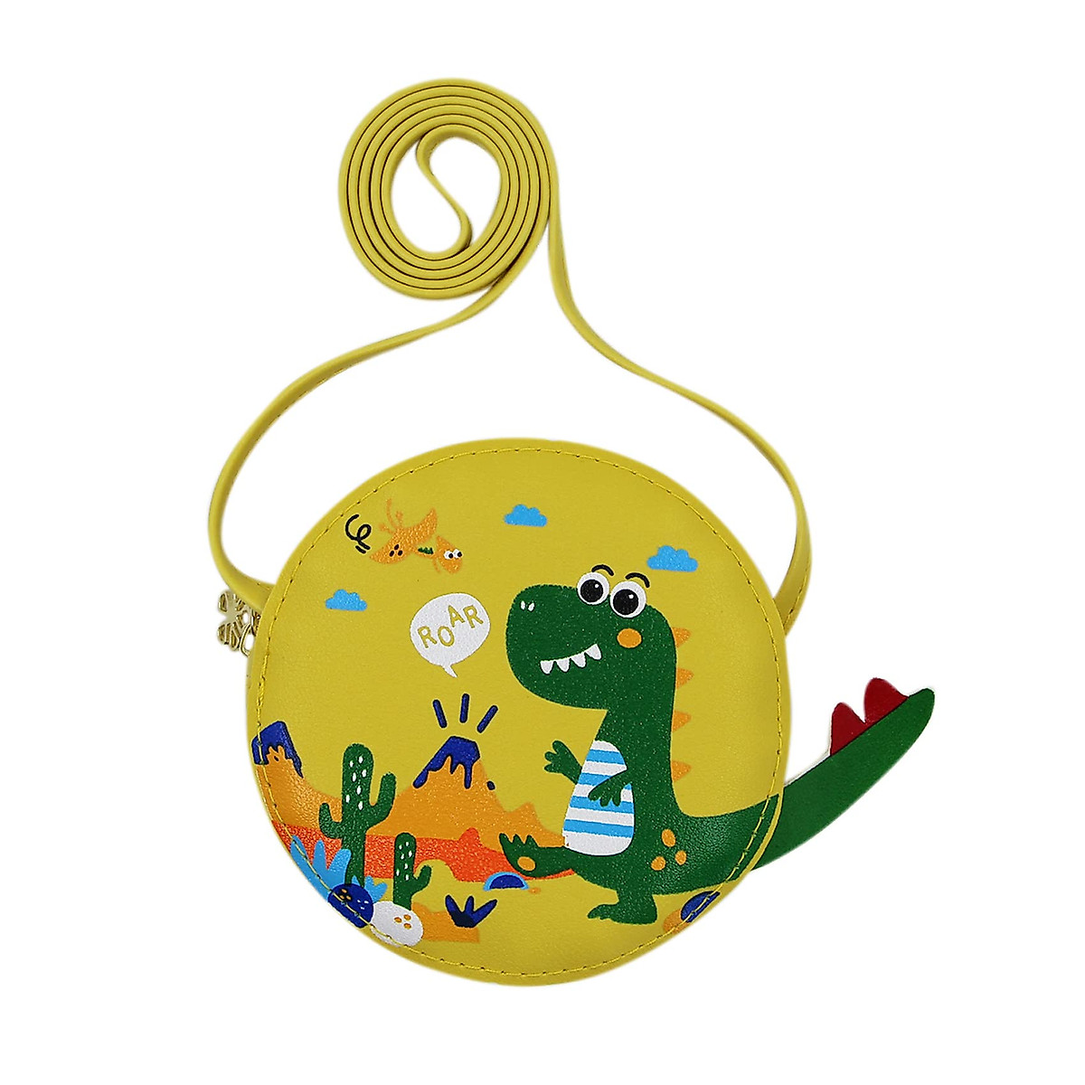 ZGMYC Cartoon Dinosaur Crossbody Purse for Boys Girls, Cute Round Shape Wallet Shoulder Bag for Toddlers Kids