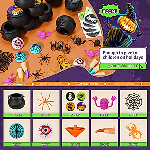 Jerify 480 Pieces Halloween Party Favors 50 Pack Prefilled Small Witch Cauldron Halloween Toys Bulk Halloween Goodie Fillers Halloween Prizes Gifts for Trick or Treat