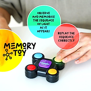 BETTERLINE Light-Up Memory Game with Sounds - Electronic 4 Sequence Handheld Classic Brain Toy for Boys, Girls & Adults, Lightweight, Portable Gift for Kids