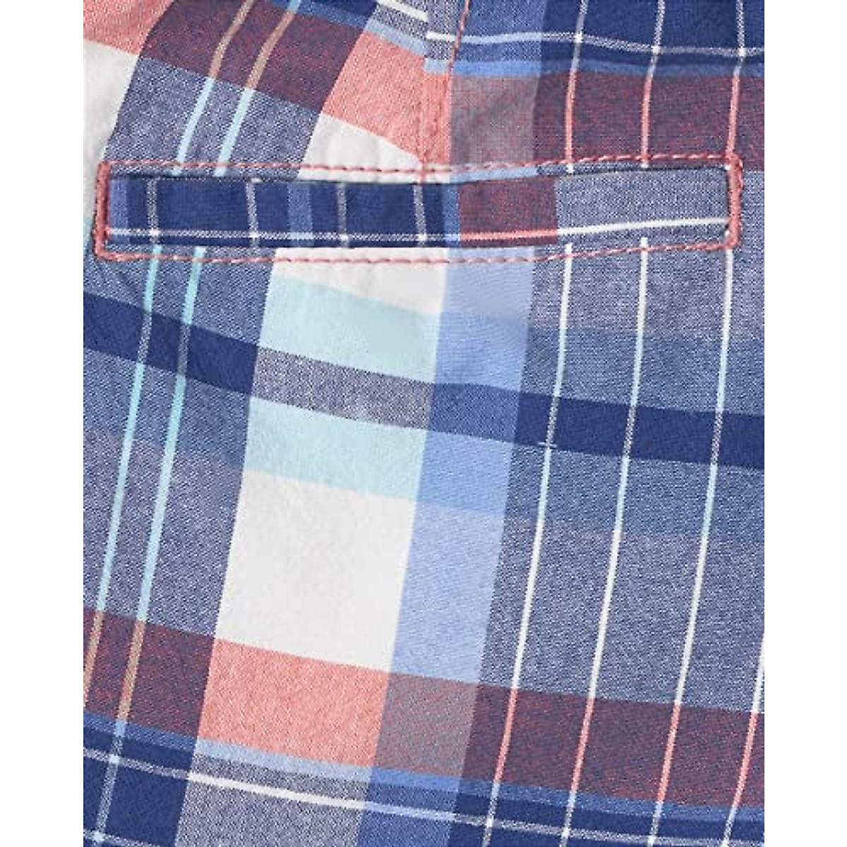 The Children's Place Baby and Toddler Boys Printed Chino Shorts, Blue/Orange Plaid, 3T