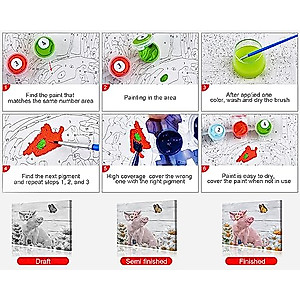 TISHIRON Paint by Number for Adults Cute Pig Adult Paint by Numbers Kits Art Paint by Numbers for Beginner Kids Gift Home Wall Decor(16x20inch).