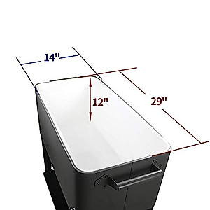 Nattork 80 Quart Rolling Cooler Cart for Outdoor Patio Deck Party, Portable Party Bar Cold Drink Beverage Cart,Ice Chest with Shelf, Water Pipe and Bottle Opener (Silver-1)