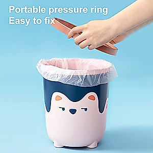 Rubbish Garbage Bin, Cute Huggable Bear Pressure Ring Trash Can Bedroom Living Room Kitchen Bathroom Paper Basket Large Capacity Bucket Waste Bin Pink 9.84" x 8.66"