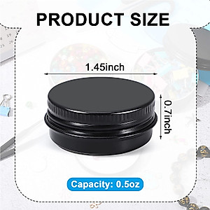 Patelai 64 Pieces Lip Balm Tin Containers Screw Top Round Tin Cans Aluminum Jar with Screw Lid, Empty Bottle Travel Cosmetic Sample Container for DIY(0.5 oz,Matte Black,)