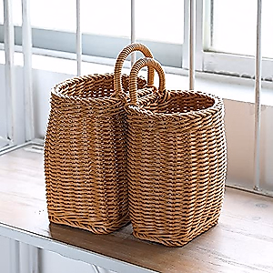 Hanging Woven Storage Basket, Decorative Wall Basket Organizer for Plants, Key, Sunglasses, Wallet on Door, Fern Wall Hanging Basket Planter