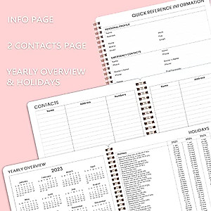 Planner 2023-2024 - July 2023 - June 2024, 2023-2024 Planner, Academic Planner 2023-2024, 8" x 10", 2023-2024 Weekly and Monthly Planner with Marked Tabs, Hardcover with Thick Paper + Contacts + Calendar + Holidays, Twin-Wire Binding - Pink Marble
