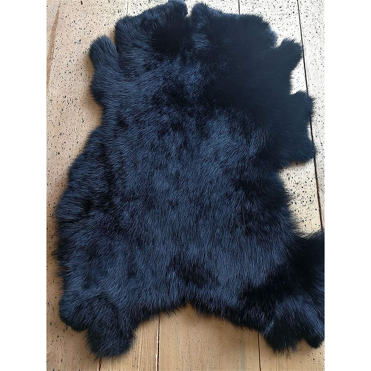 Natural Rabbit Fur Pelt Craft Grade Rabbit Pelts 10" by 14" Sewing Quality Leather Rug Blanket,Dye Black,1 Pack