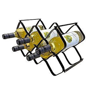 Wine Racks Countertop Metal Lattice Freestanding10 Bottle Could be Wall Mounted Wine Holder Free Standing Tabletop Storage Wine Bottle Small Stand for Home Kitchen Bar Cabinets black