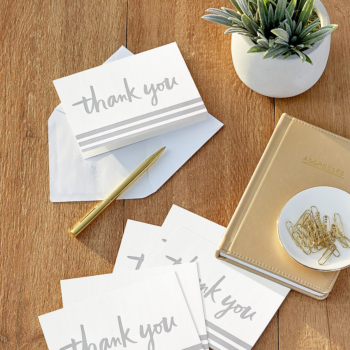Hallmark Pack of Thank You Cards, Silver Foil (20 Thank You Notes with Envelopes)