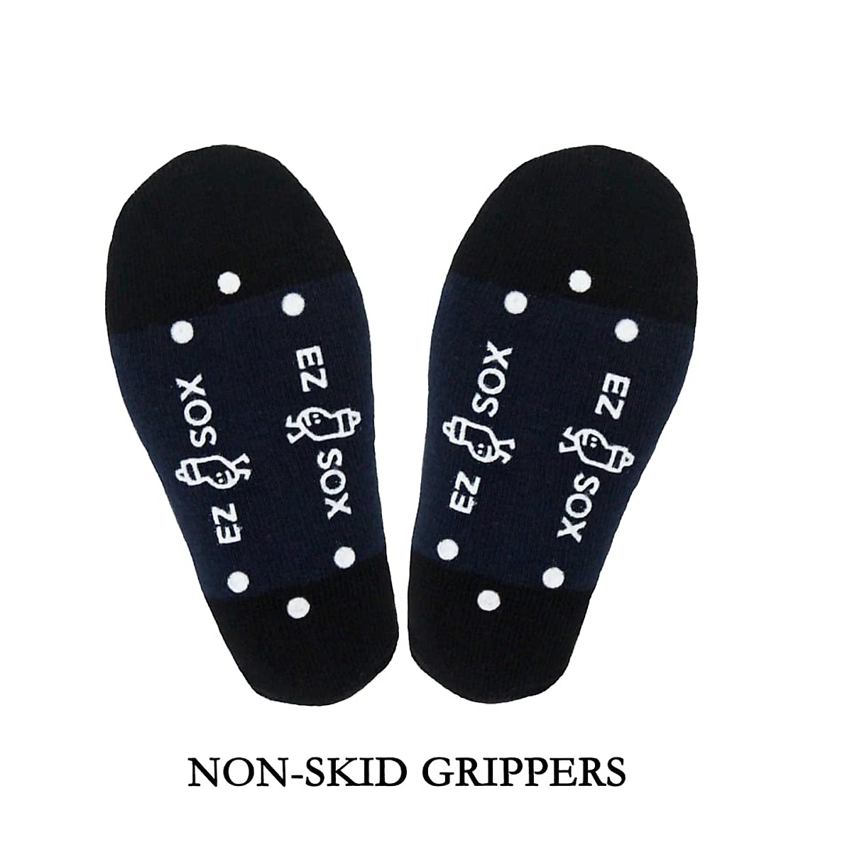 Ez Sox Toddler Boys Girls Socks Non Skid Seamless Toe Anti Slip Grip Pull Up Loops (3-5 Years, Trucks & Cars)