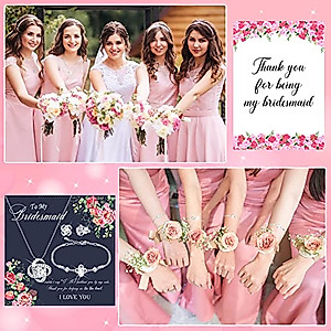 Yinkin 6 Bridesmaid Jewelry Sets for Wedding Will You Be My Bridesmaid Necklace Earrings Bracelet with Card Bridesmaid Proposal Gift (Classic)