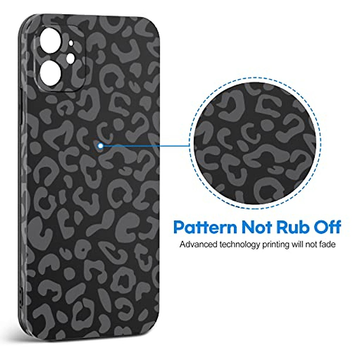 Hython Case for iPhone 11 Case Leopard, Matte Black Cheetah Print Pattern Design [Not Rub Off], Cute Slim Soft TPU Shockproof Protective Phone Case Cover for Women Men, Black Leopard Print