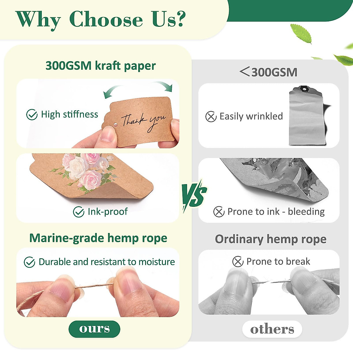 200PCS Kraft Paper Gift Tags with String, Blank Gift Bags Tags Price Tags(Brown)