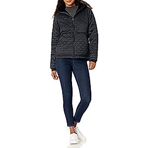 Amazon Essentials Women's Lightweight Quilted Full-Zip Water-Resistant Sherpa-Lined Hooded Puffer Jacket, Black, XX-Large