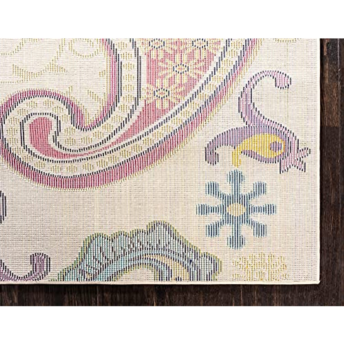 Unique Loom Estrella Collection Colorful, Paisley, Floral, Abstract, Modern Area Rug, 2 ft 7 in x 10 ft, Beige/Pink