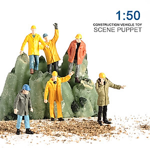Colorful 6Pcs Tiny People Figures,1:50 Scale Model Worker Hand Painted Figures Male Construction Scene Site Figures for Miniature Scenes