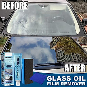 XIRUJNFD Car Glass Oil Film Cleaner, Glass Film Removal Cream, Water Spot Remover for Cars, Glass Oil Film Remover for Car (1 Set)