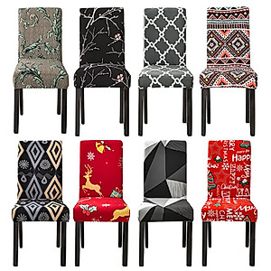 Geometry Dining Chair Cover Christmas Pattern Stretch Removable Elastic Seat Cover Used for Wedding Party Kitchen Office LQ24 2PCS