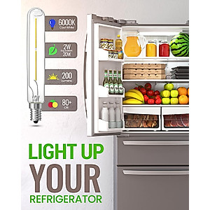 TobeBright T6.5 LED Exit Sign Light Bulbs,2W Refrigerator Light Bulb,20W T6.5 120V Intermediate Base E17 Clear Appliance Bulb Equivalent,for Refrigerator Freezer,Daylight 6000K(2-Pack)