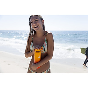 HYDRO CELL Sports Cap w/Straw for Wide Mouth Water Bottles - BPA Free Flip Spout Replacement Lid - 64 oz, 40 oz, 32 oz, 24 oz, 18 oz, 14 oz. Sports Top Accessories (Orange Sports Cap, 14oz-40oz)