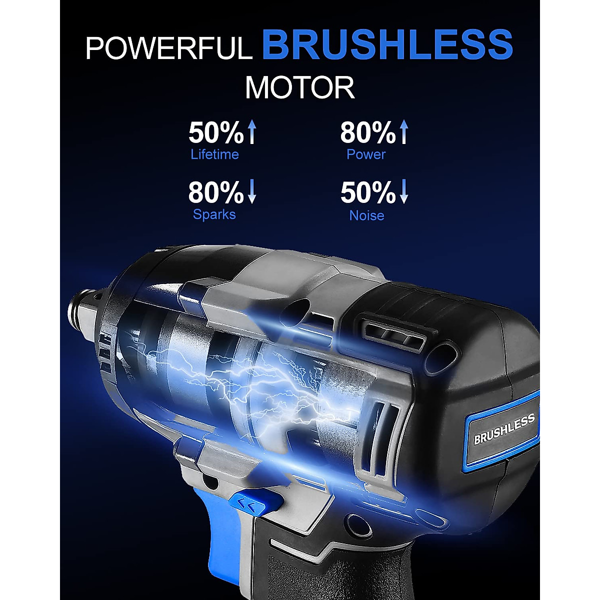 DEKOPRO Impact Wrench Cordless Impact Wrench 1/2 inch Impact Driver Brushless Motor Impact Gun High Torque 295 ft lbs (400N.m) with 4.0A Li-ion Battery and Fast Charger