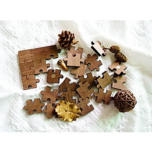 Wooden Puzzle Refrigerator Magnets, 24 PCS Natural Walnut Fridge Magnets, Strong Magnets for Fridge, Whiteboard, Kitchen, Office, and School, Locker(1.2in x 1.8in x 0.24in)