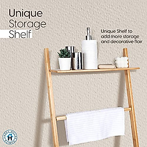 Happy House Habits Blanket Ladder, 5-Tier Towel Rack, Wall-Leaning Blanket Rack, Decorative Display Ladder Shelf, Living Room, Bedroom, Durable Decorative Ladder for Blankets with Additional Shelf