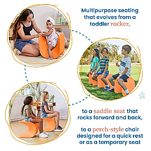 ECR4Kids Wave Seat, 14in - 15.1in Seat Height, Perch Stool, Orange, 2-Pack