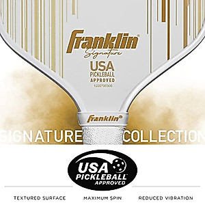 Franklin Sports Pro Pickleball Paddles - Signature Series Pro Pickleball Paddle with MaxGrit Surface - USA Pickleball (USAPA) Approved Tournament Pickleball Paddle - 13mm Polypropylene Core - Gold