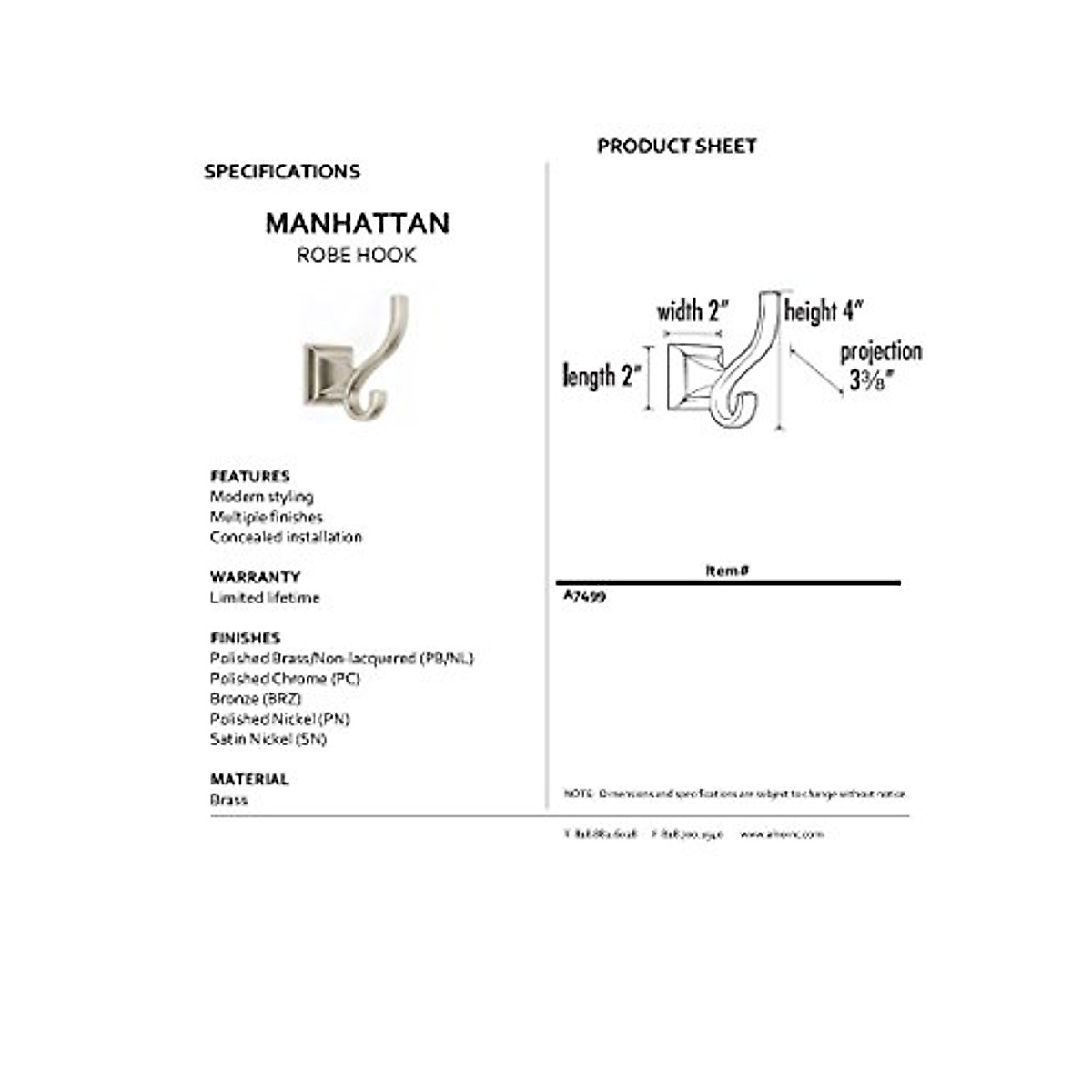 Alno A7499-BRZ Manhattan Modern Robe Hooks, Bronze