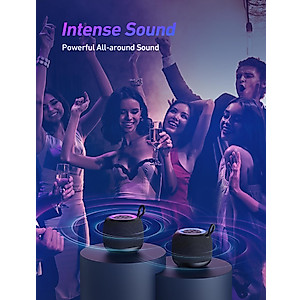 LENRUE F62 Portable Bluetooth Speaker with Bluetooth 5.3, RGB Lights, Stereo Sound & bass, Compact Size, IPX5 Waterproof, Lightweight Travel Speaker for Car Bicycle Bag and More Outdoor