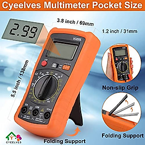 Digital Multimeter, Multimeter with AC DC Voltmeter & Ohm Volt Amp Tester, Multifunction Battery Tester, Pocket Meter with Backlight Tests Wire, Voltage Tester Measure Voltage Current Resistance Diode
